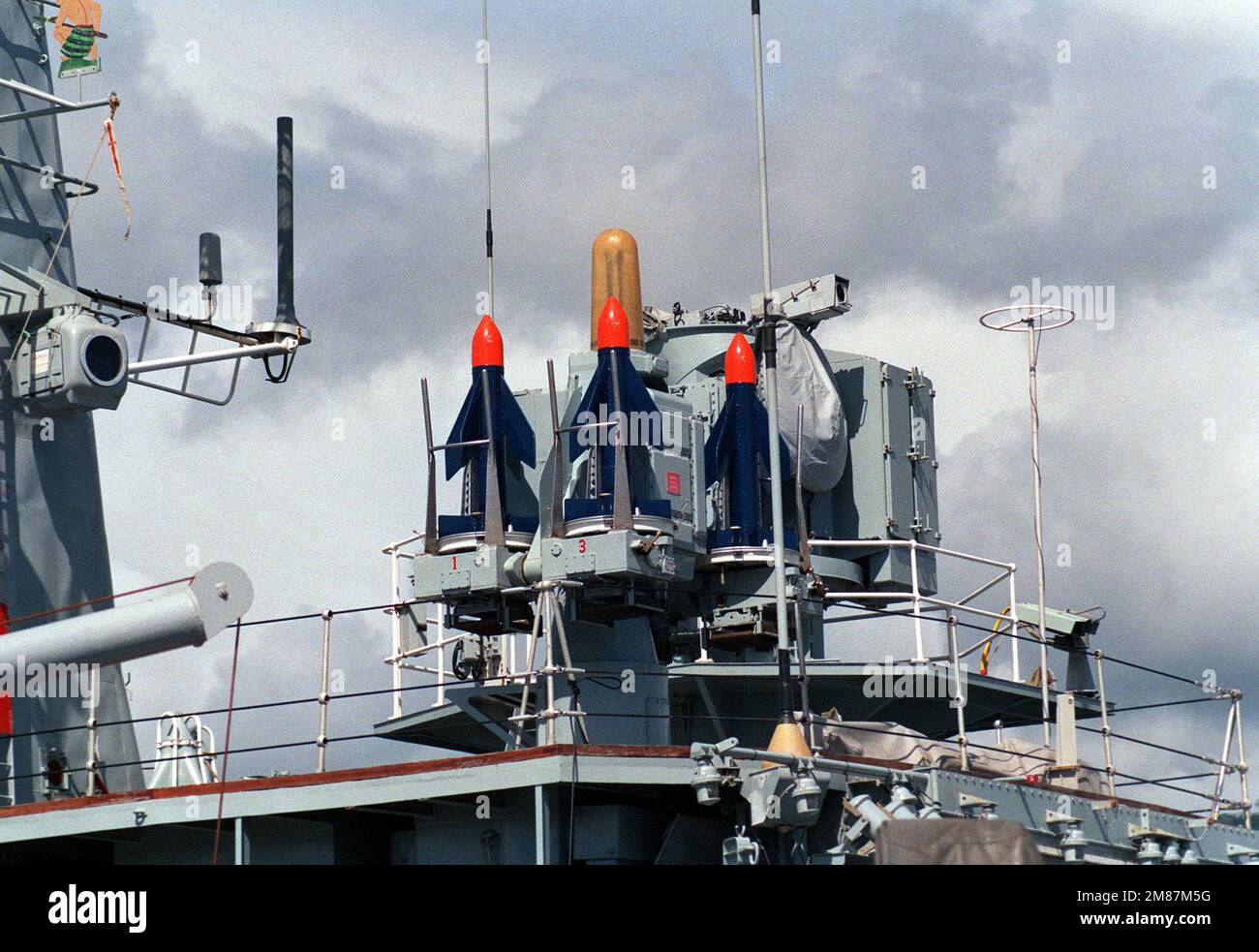 A close-up view of Sea Cat missiles on the New Zealand frigate HMNZS ...