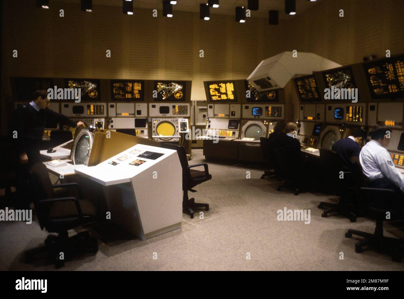 Air force personnel man the GPN-22 radar equipment in the Berlin Air Route Traffic Control ...