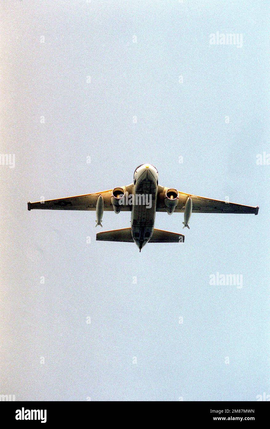 An underside view of an S-3A Viking aircraft. Country: Indian Ocean ...