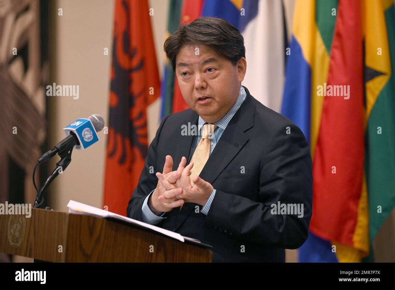 New York, USA. 12th Jan, 2023. Mr. Yoshimasa Hayashi, Minister for ...