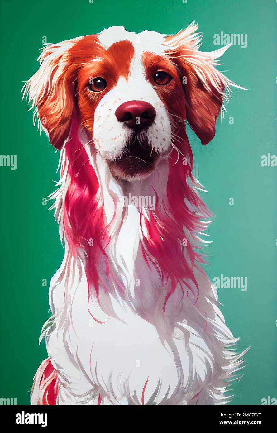 Funny adorable portrait headshot of cute doggy. Irish Red and White ...