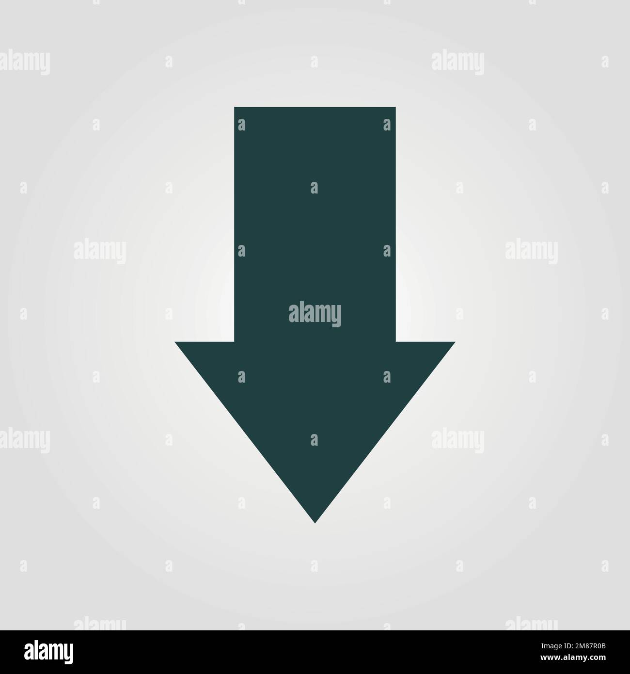 Arrow down vector icon. Black illustration isolated on white background ...