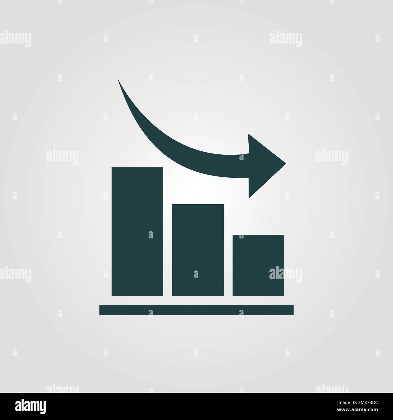 Business graph down vector icon. Black illustration isolated on white ...