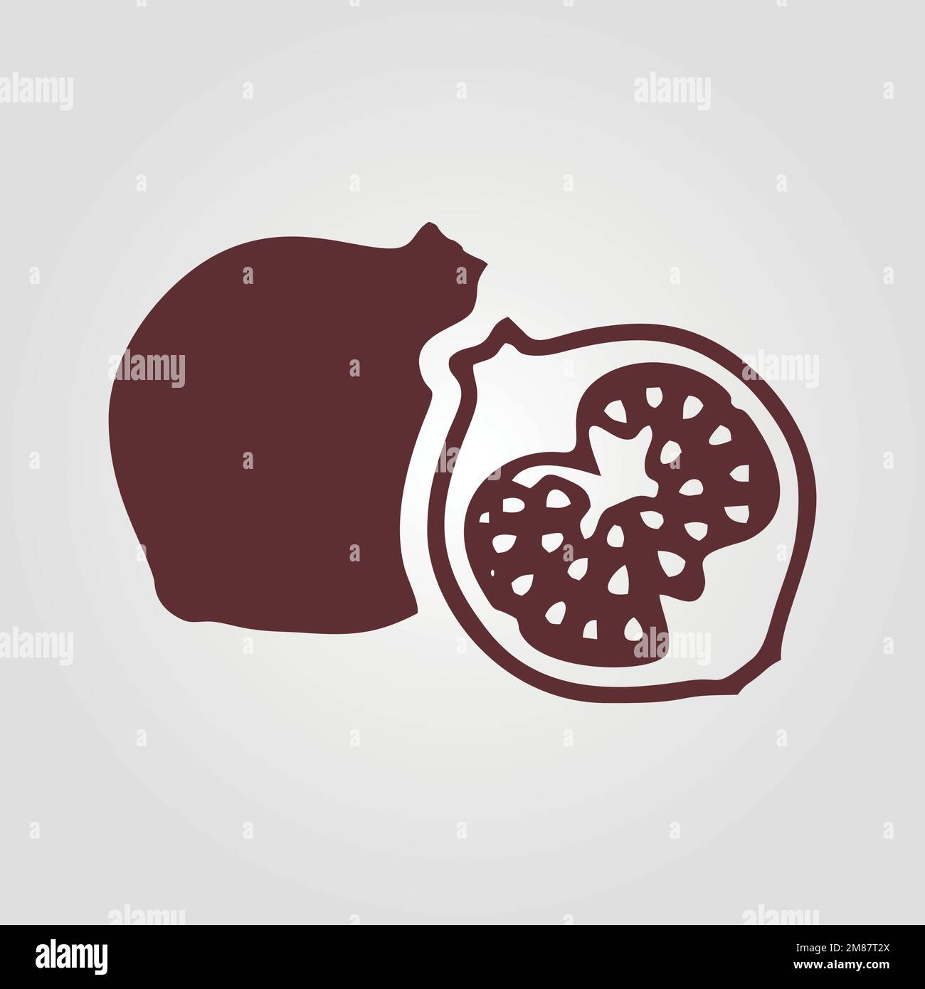 Pomegranate silhouette sign isolated vector on grey background Stock ...