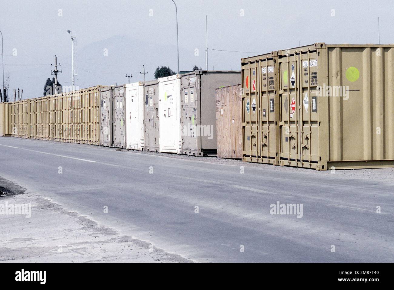 Portable medical support units are stored across the street from the ...