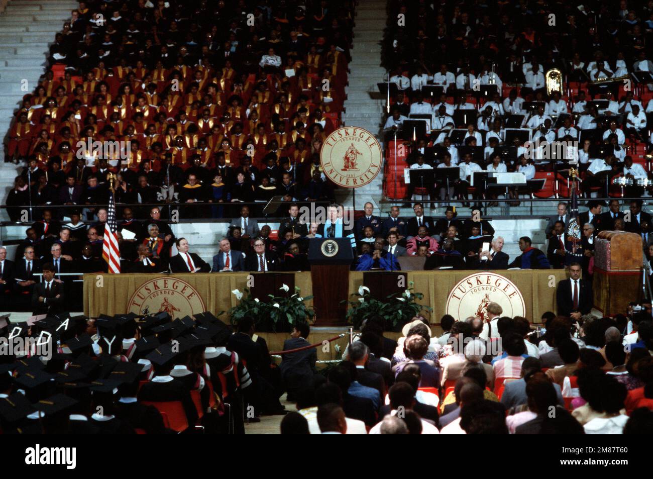 President Ronald Reagan addresses the graduating class at Tuskegee ...