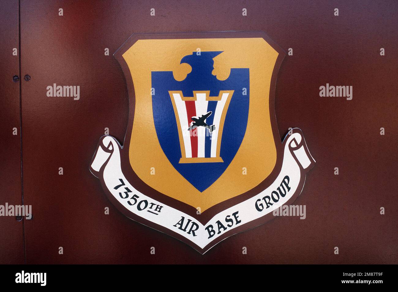 The insignia of the 7350th Air Base Group adorns a sign at Tempelhof ...