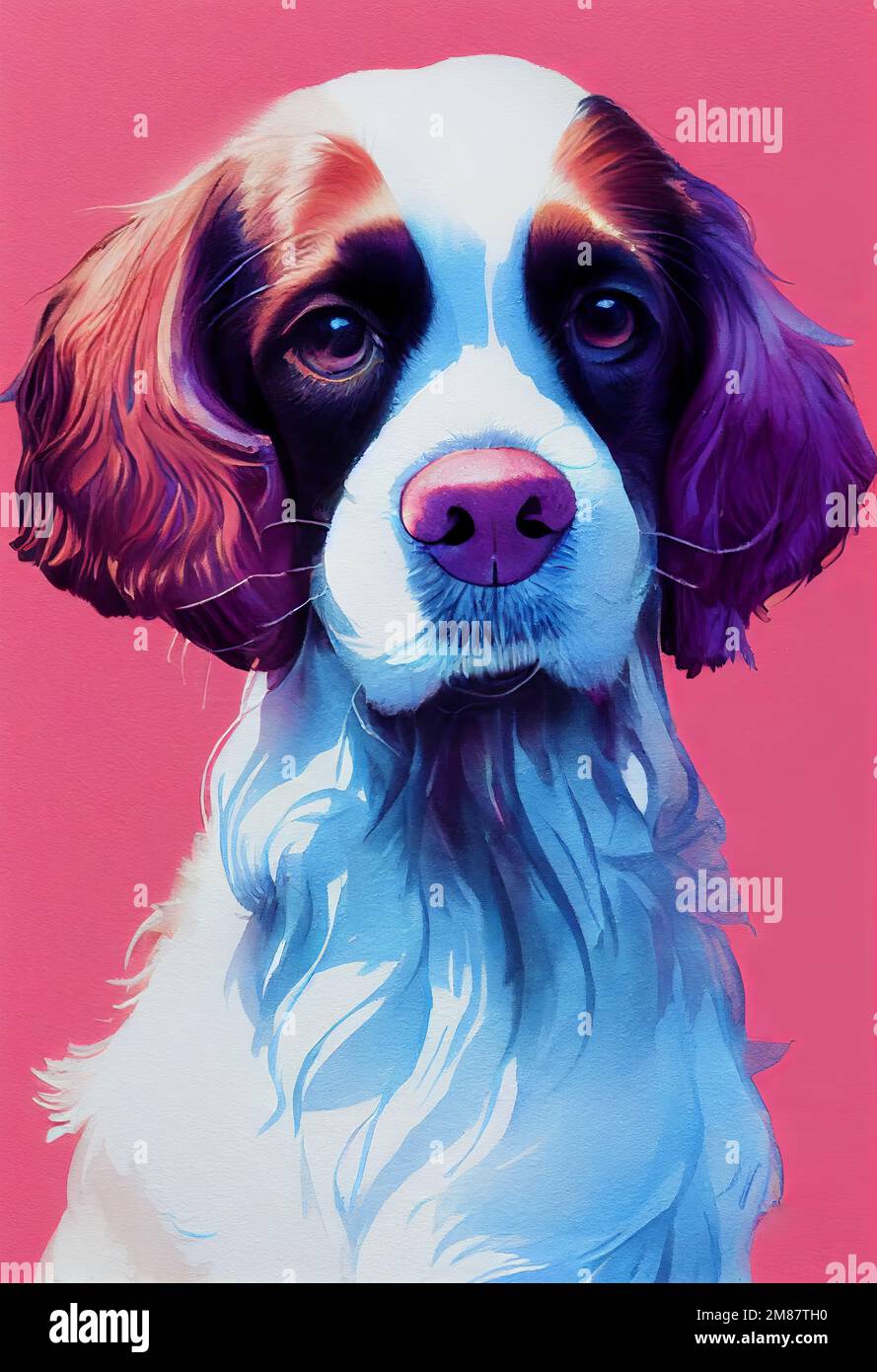 Funny adorable portrait headshot of cute doggy. English Cocker Spaniel ...