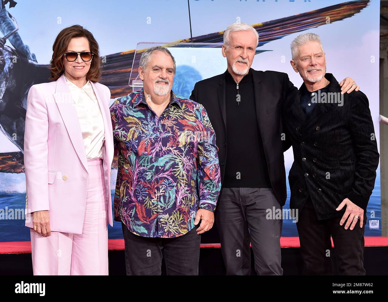 Hollywood, CA on January 12, 2023. Sigourney Weaver, Jon Landau, James ...
