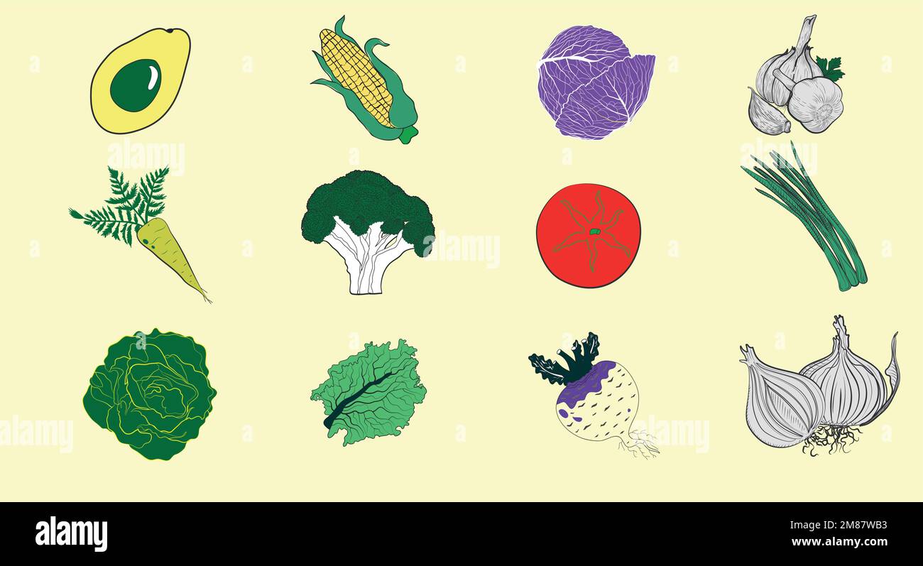 Set vector illustration vegetable. Healthy food. Fresh food. Collection ...