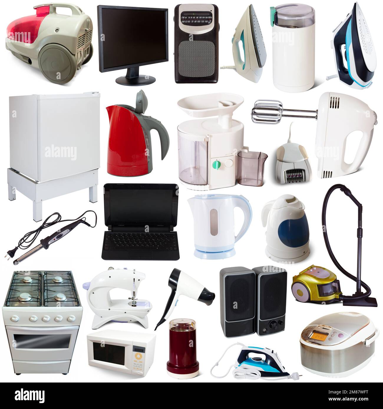 Set of household appliances. Isolated on white background with clipping ...