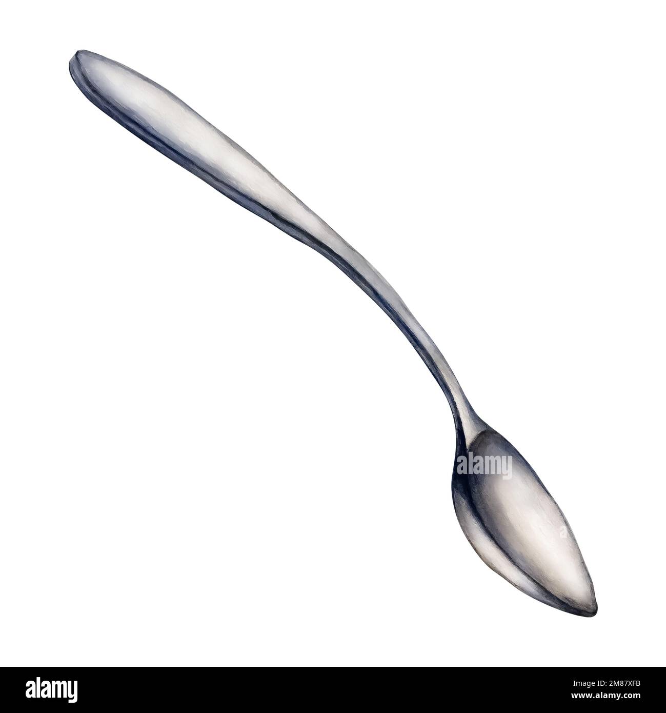 Watercolor spoon isolated on white background. Hand drawn illustration ...