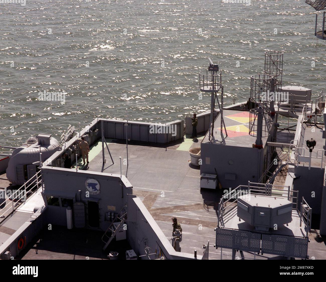A view of the upper bridge level of the amphibious transport dock USS ...