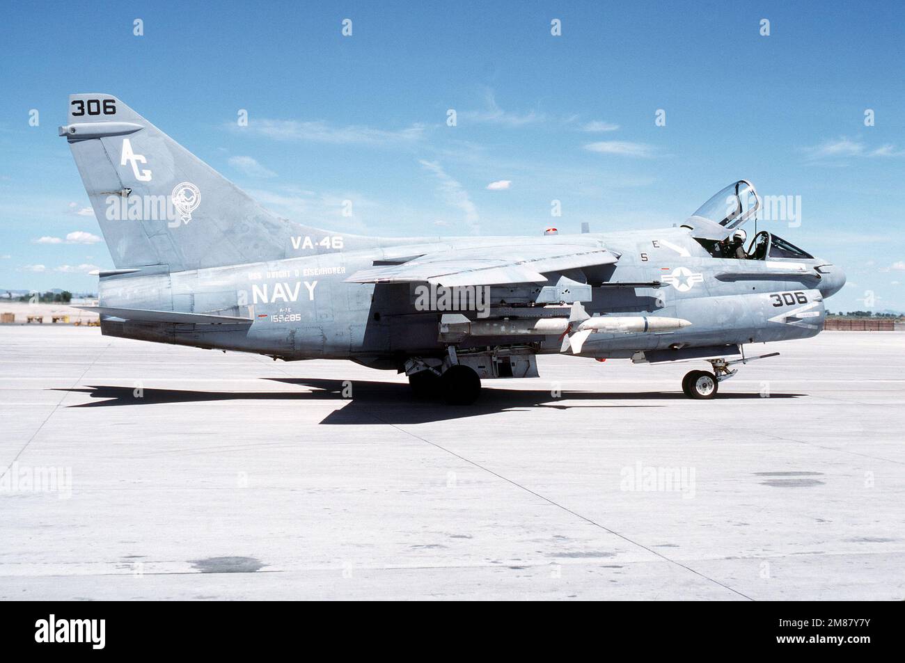 A right side view of an Attack Squadron 46 (VA-46) A-7E Corsair II ...