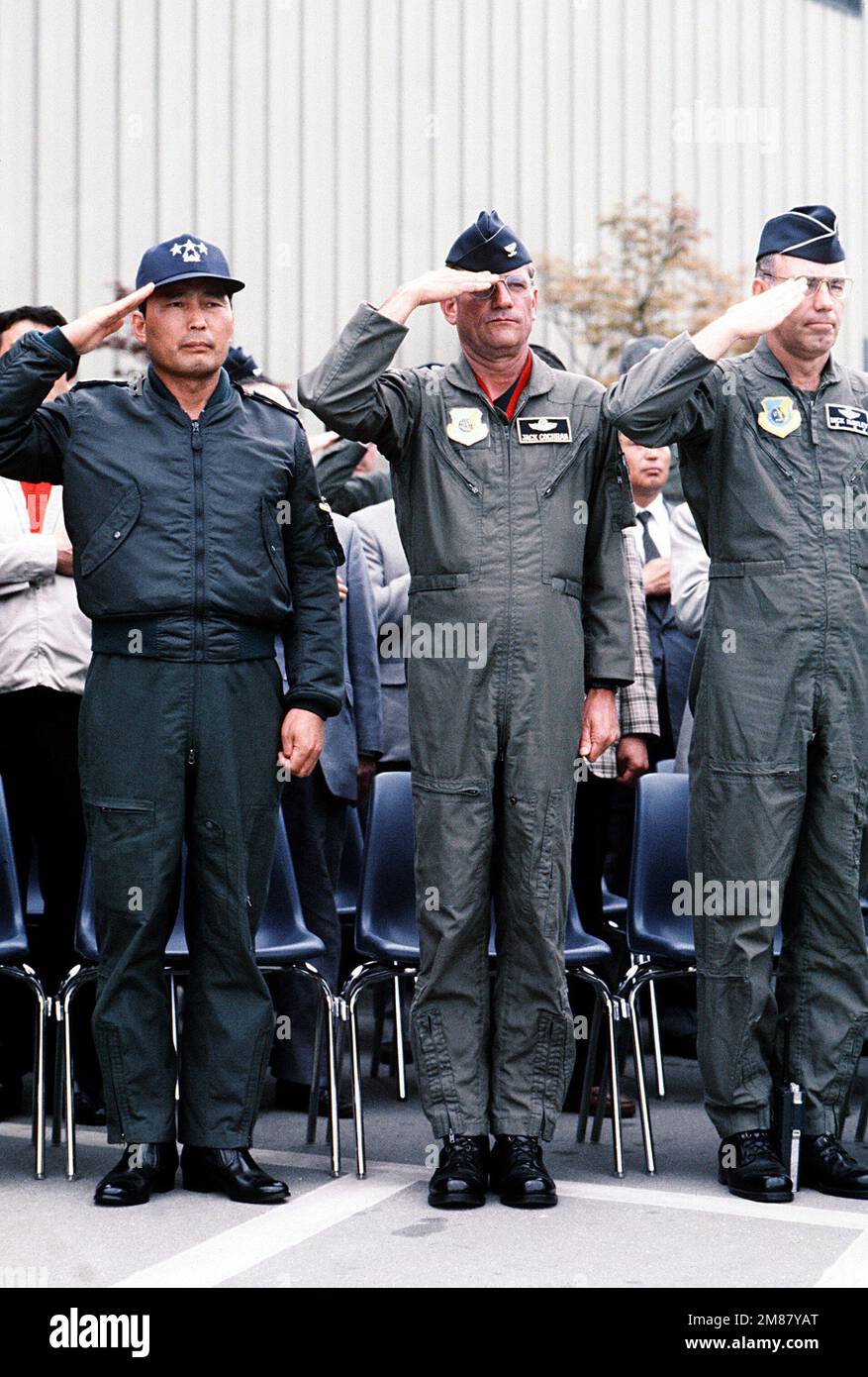 LGEN Suh, commander, Dong Yull Combat Air Command, left; COL Henry J ...