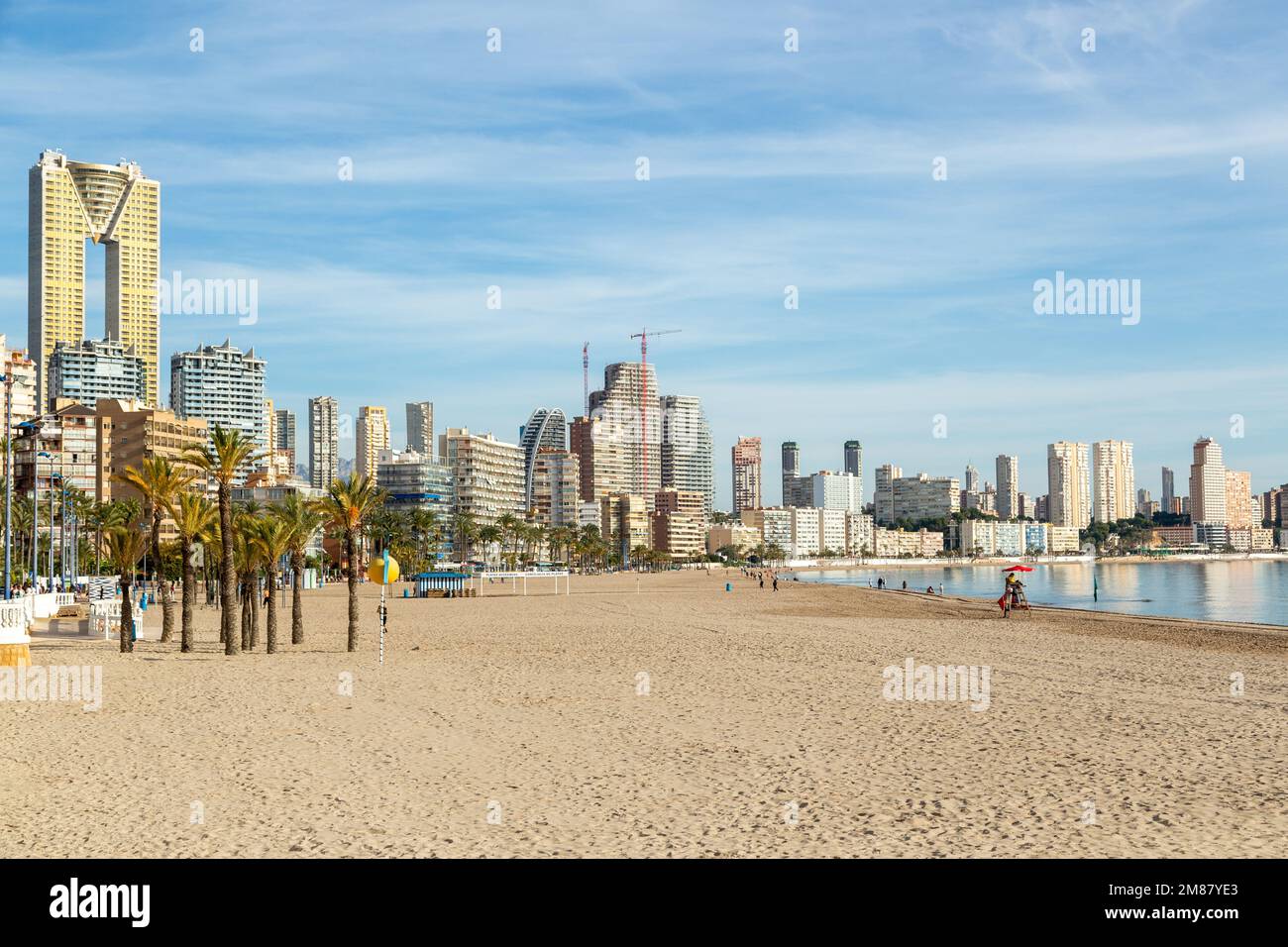 The Intempo Skyscraper seen from Poniente beach at Benidorm Stock Photo ...