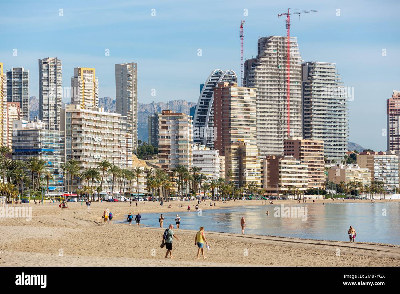 Poniente Beach and skyscrapers in December, Benidorm Stock Photo - Alamy