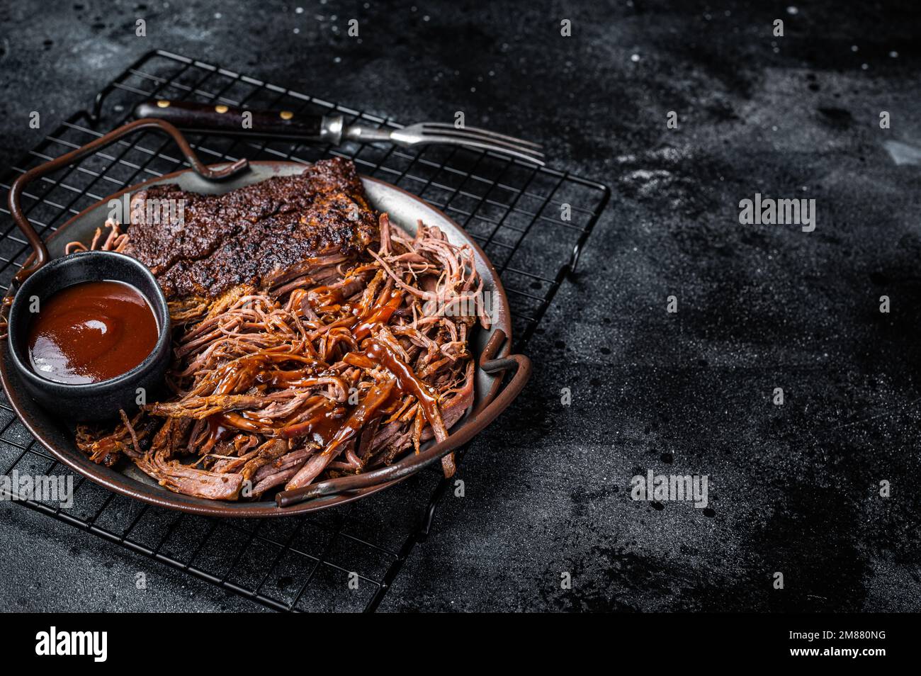 Slow Cooked Pulled Beef, Traditional meat rubbed with spices and smoked ...