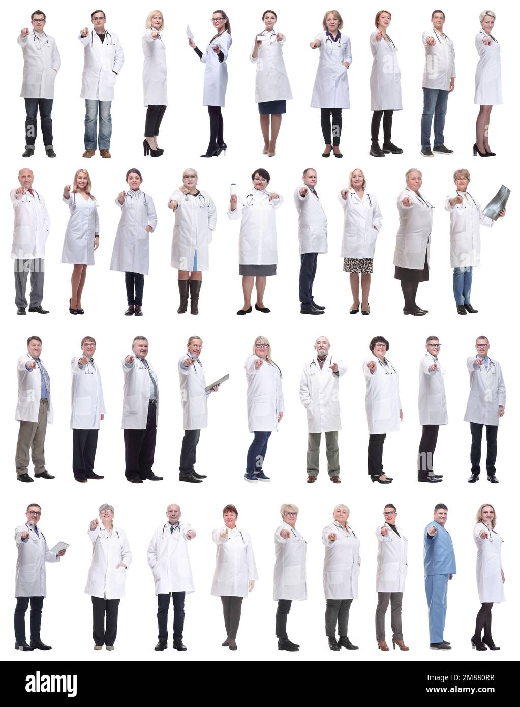 group of doctors in full length isolated on white background Stock ...