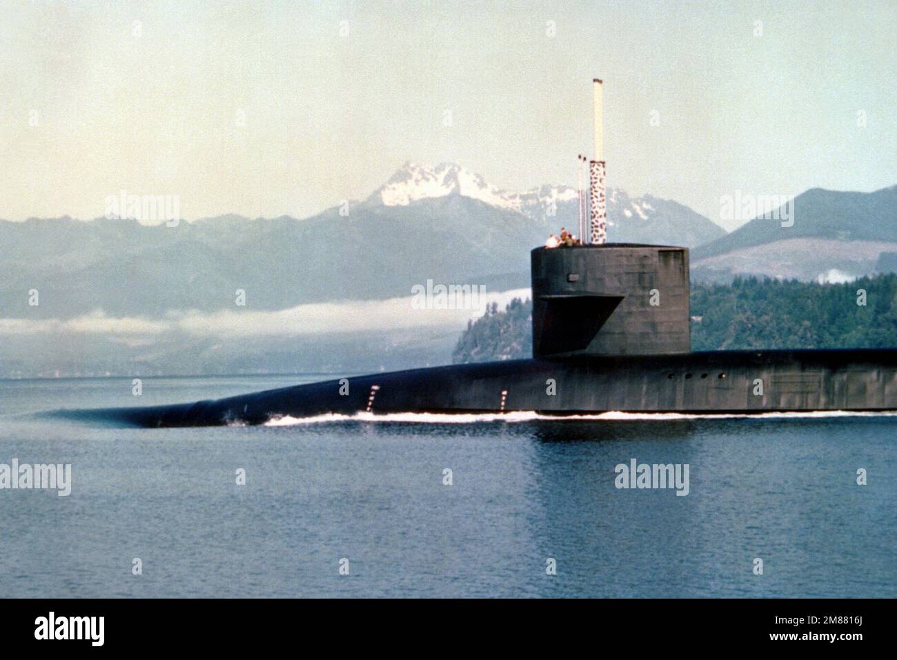 A port beam view of the nuclear-powered strategic missile submarine USS ...