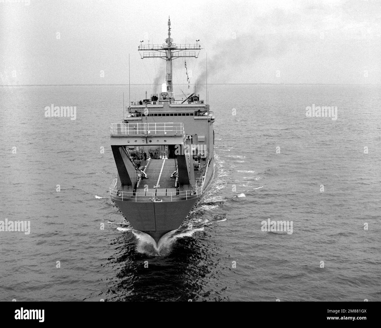 A bow view of the tank landing ship USS BARNSTABLE COUNTY (LST-1197 ...