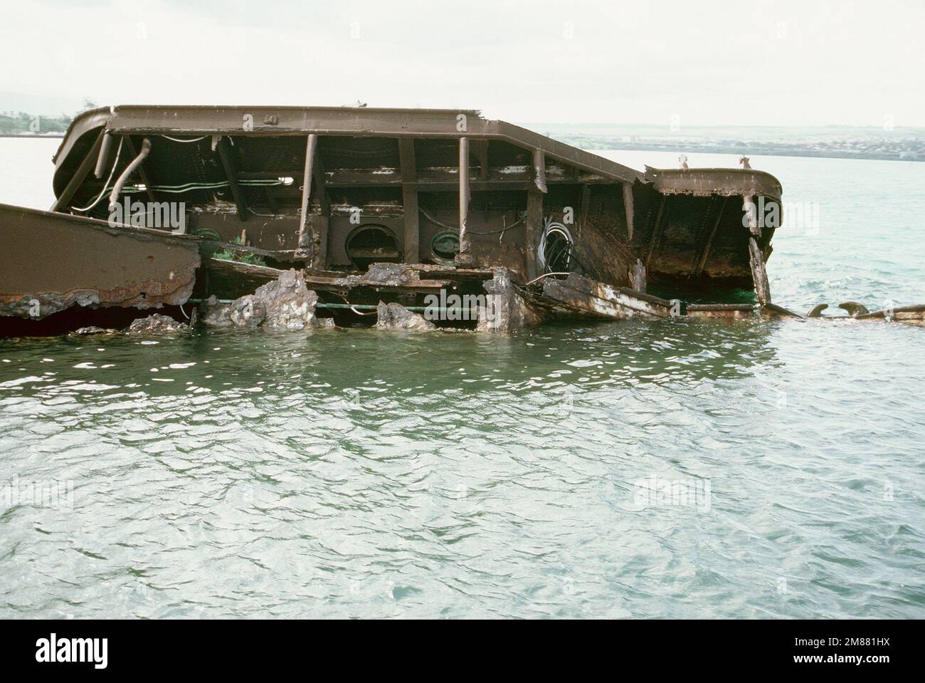 A view of the wreck of the former battleship-target ship USS UTAH (BB ...