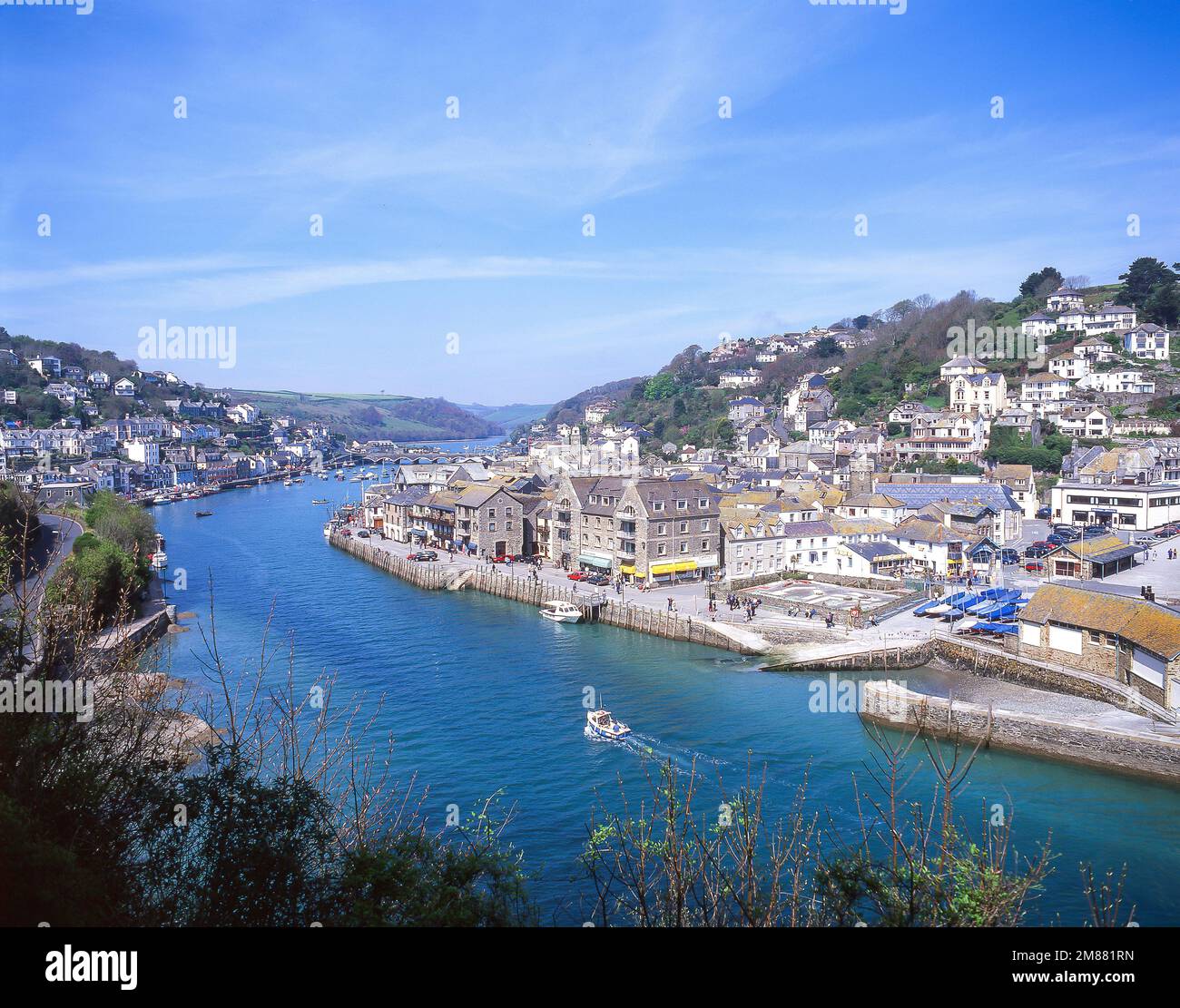 View of beach and harbour, Looe, Cornwall, England, United Kingdom ...