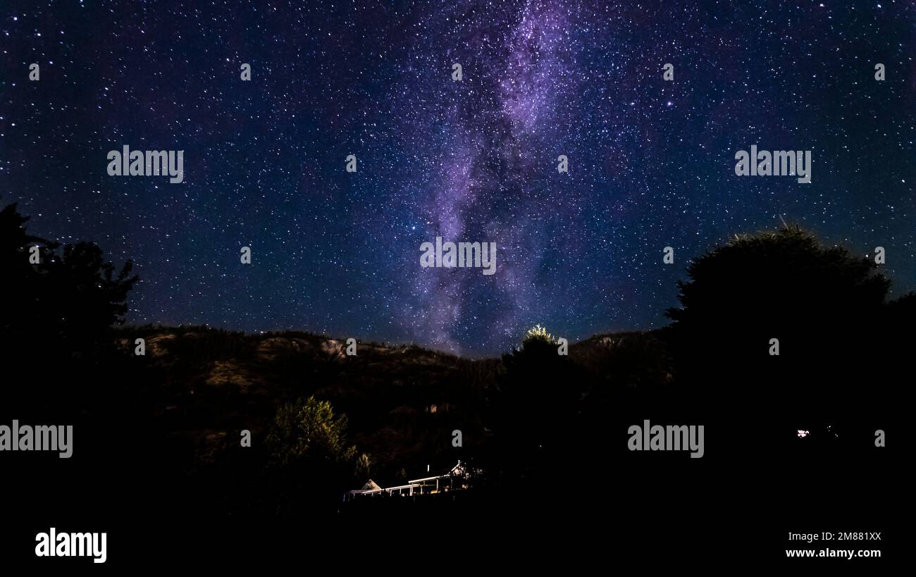 Night sky star, Milky Way, shooting stars, light trail Stock Photo - Alamy