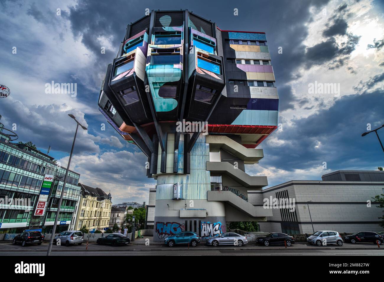 Berlin, Germany - June 27 2022: Side view of Bierpinsel - Interesting ...
