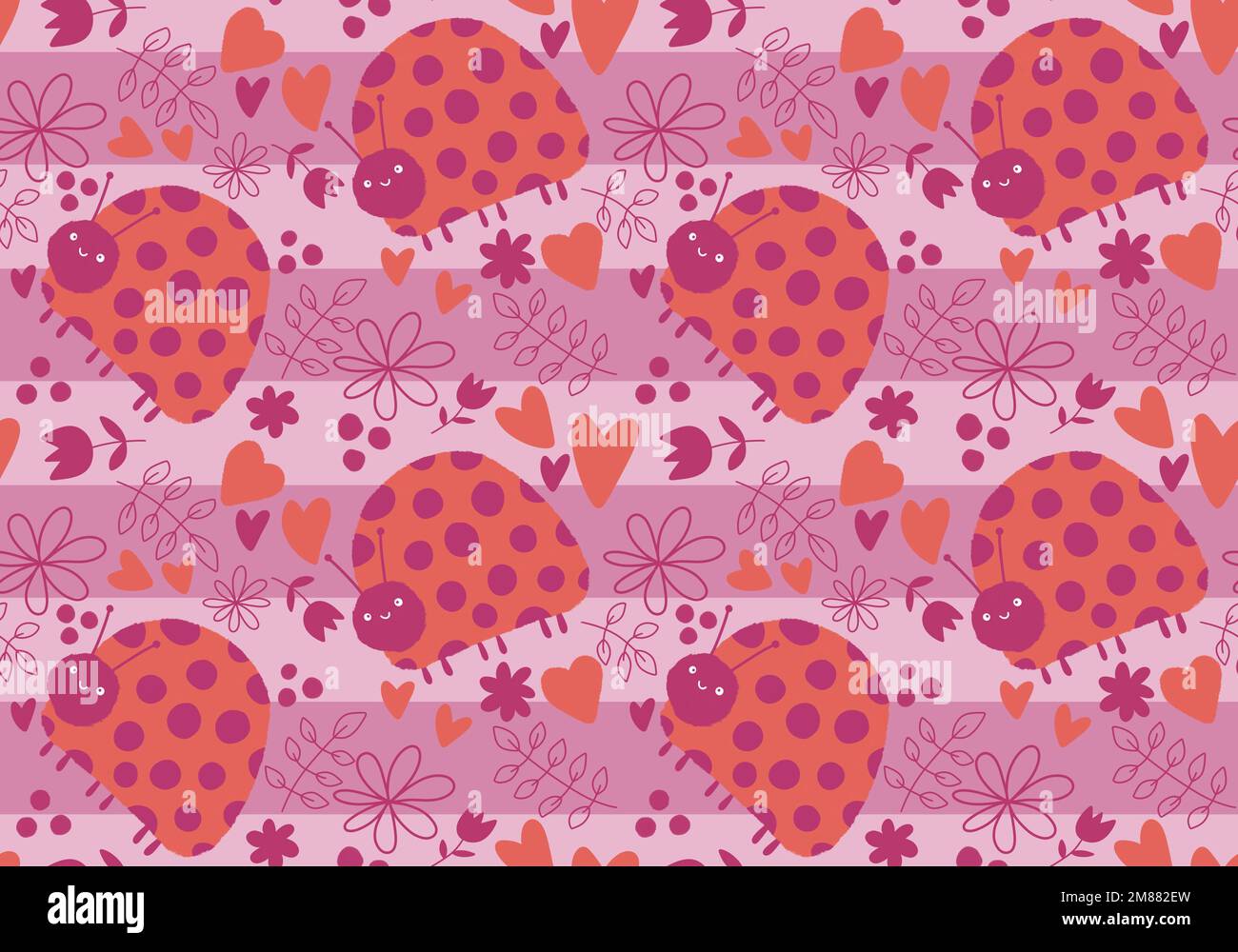 Cartoon animals seamless beetle ladybug pattern for wrapping paper and ...