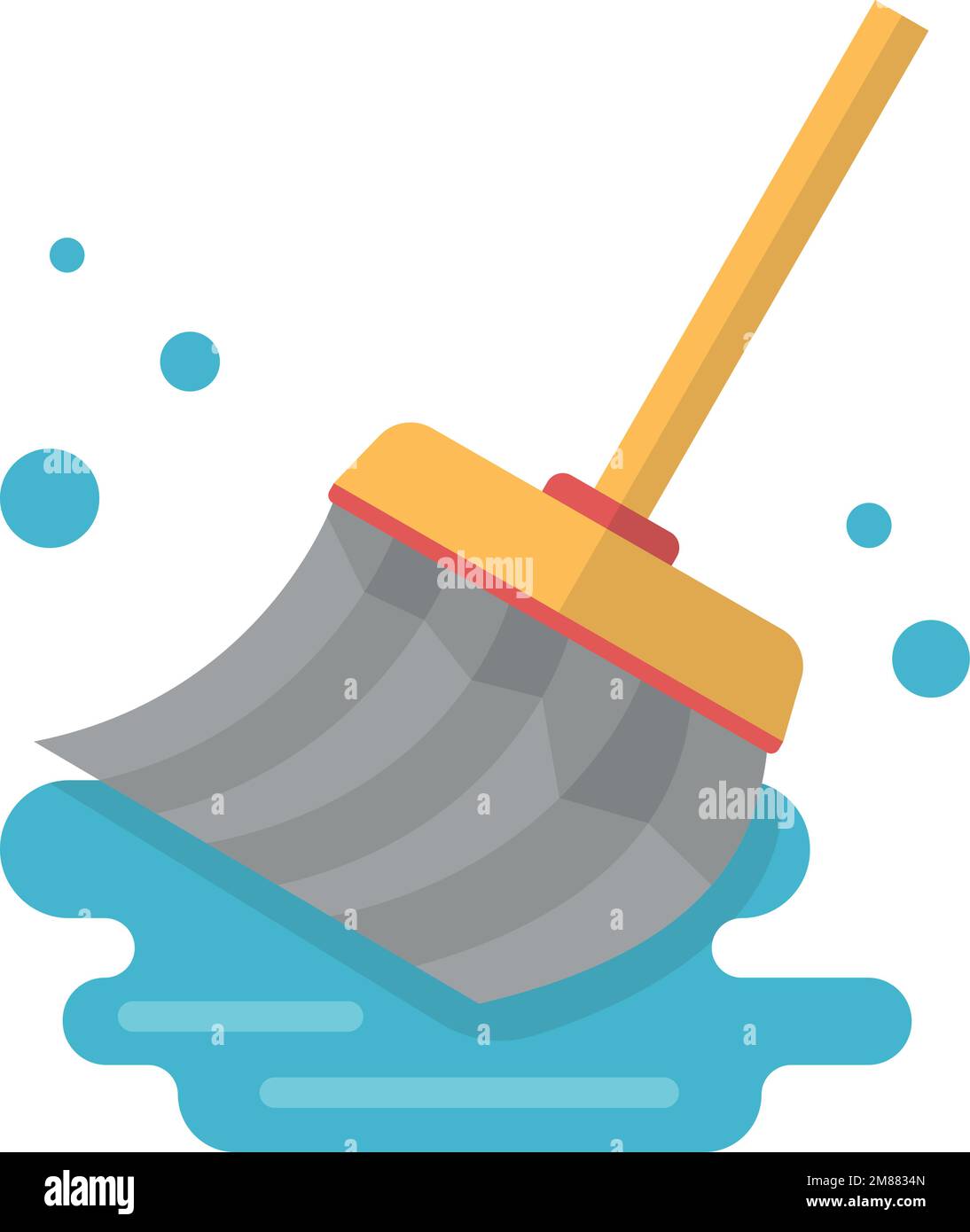 Floor moping icon. Cartoon wet mop cleaning isolated on white ...
