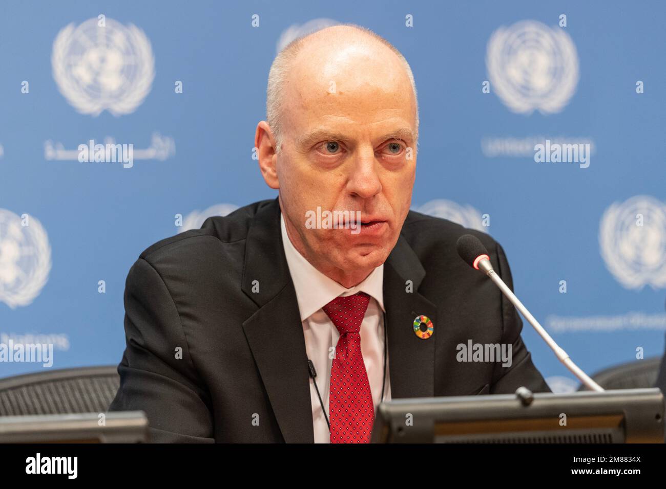 John Wilmoth, Director of Population Division attends Press Briefing by ...