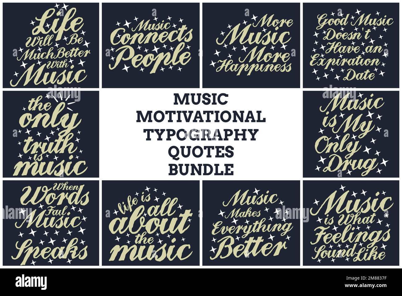 MUSIC TYPOGRAPHY QUOTES BUNDLE VOL. 1 Stock Vector Image & Art - Alamy