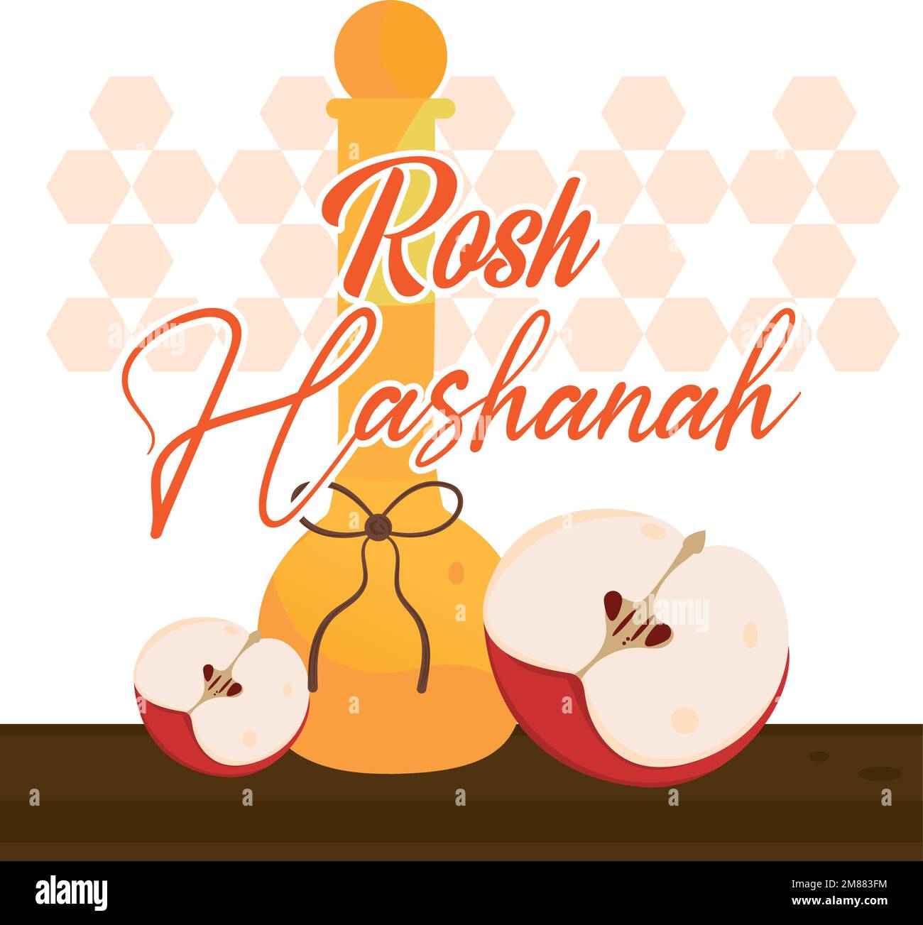 Cute rosh hashanah poster Honey jar with cut apples Vector Stock Vector ...