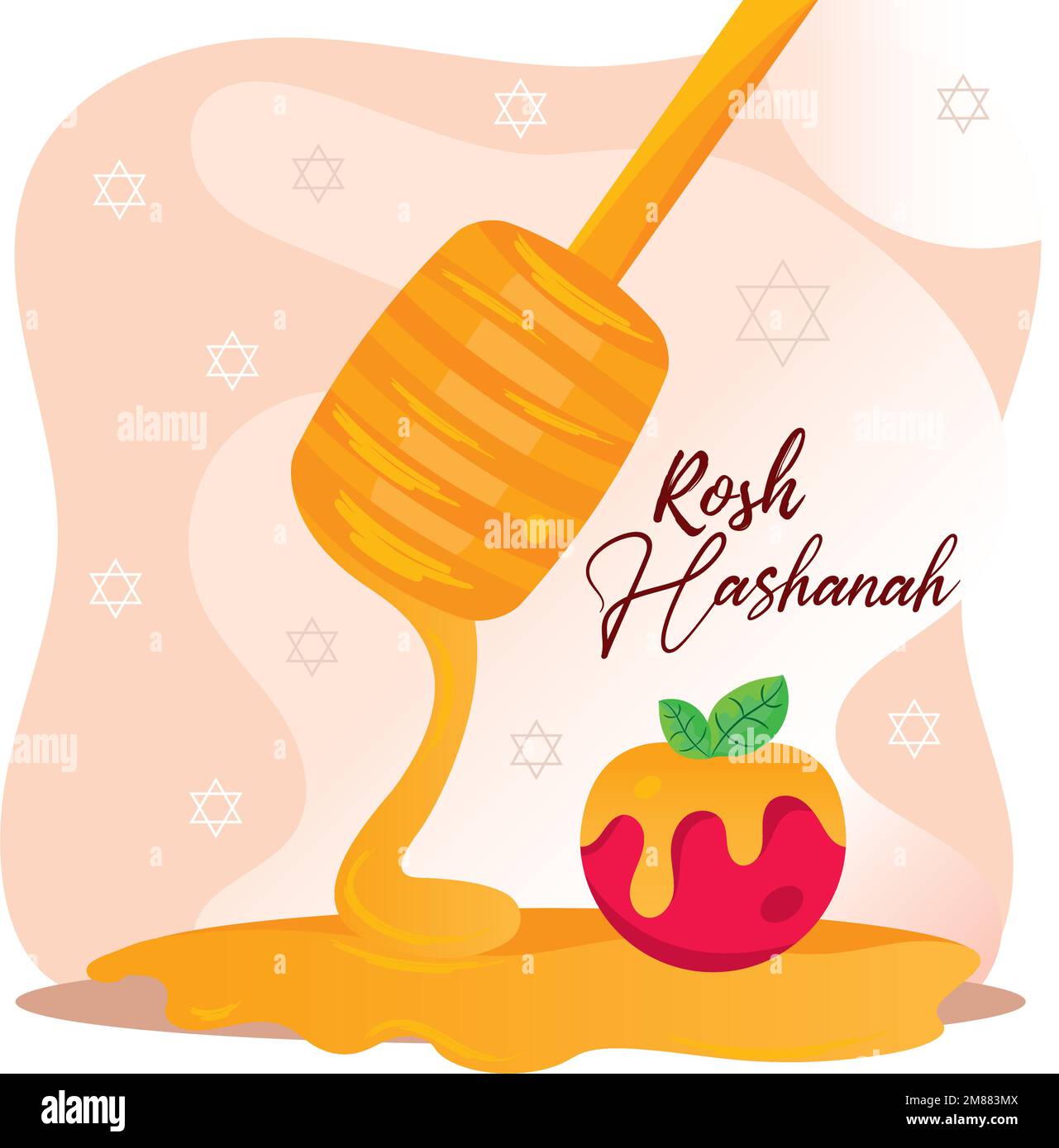 Rosh hashanah cute poster Honey stick with apple Vector Stock Vector ...