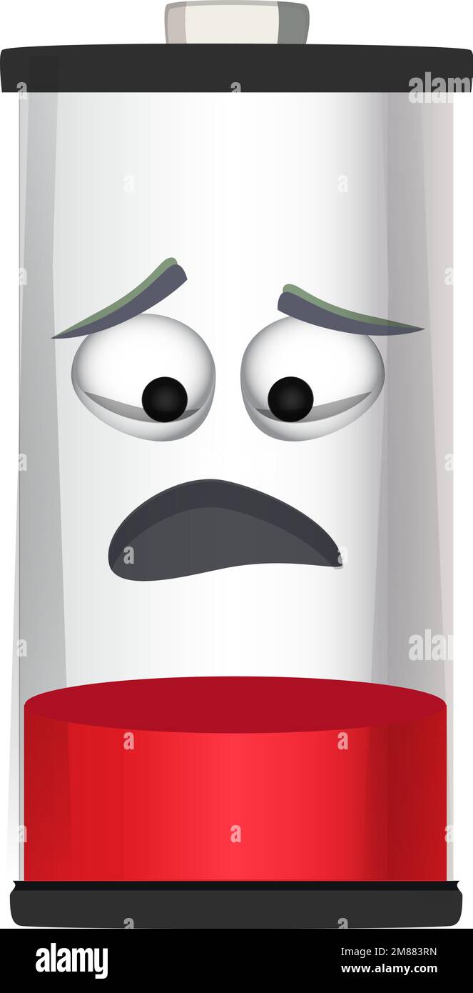 Low charge level battery with sad face. Cartoon mascot Stock Vector ...