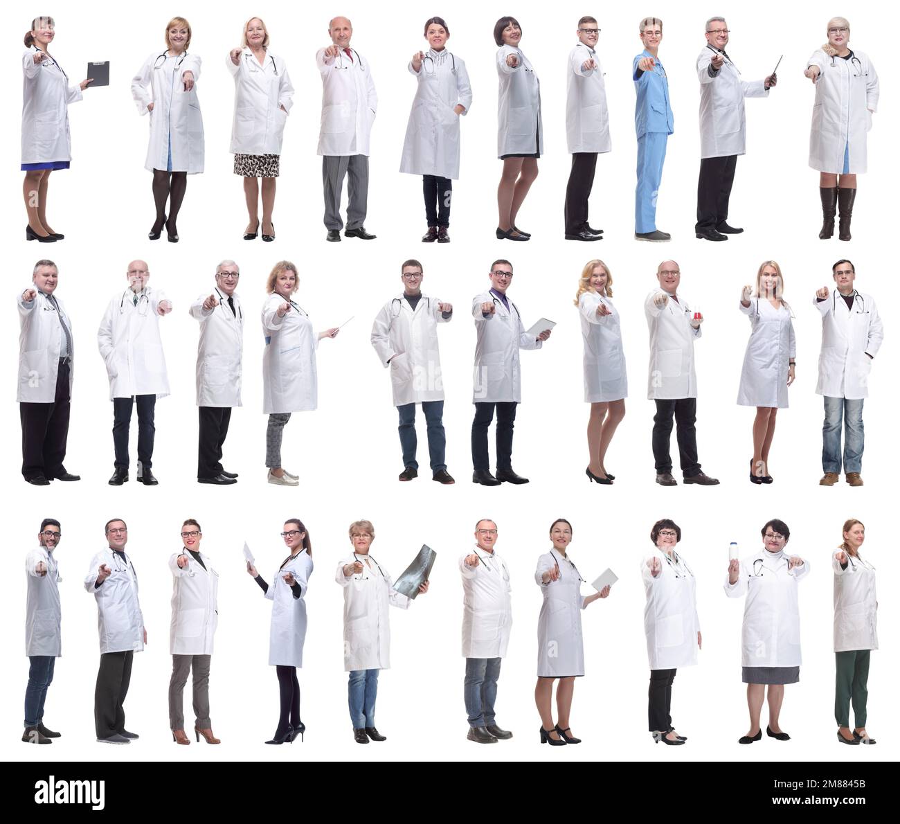 group of doctors in full length isolated on white background Stock ...