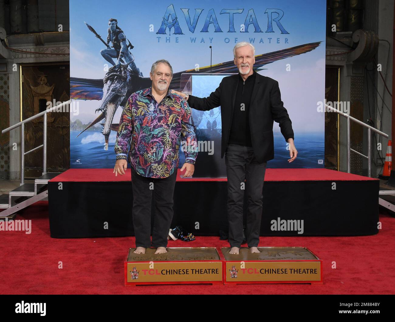 Los Angeles, USA. 12th Jan, 2023. (L-R) Jon Landau and James Cameron ...