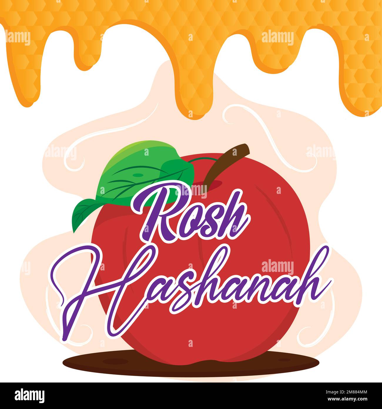 Colored rosh hashanah poster Red apple and honey Vector Stock Vector Image & Art - Alamy