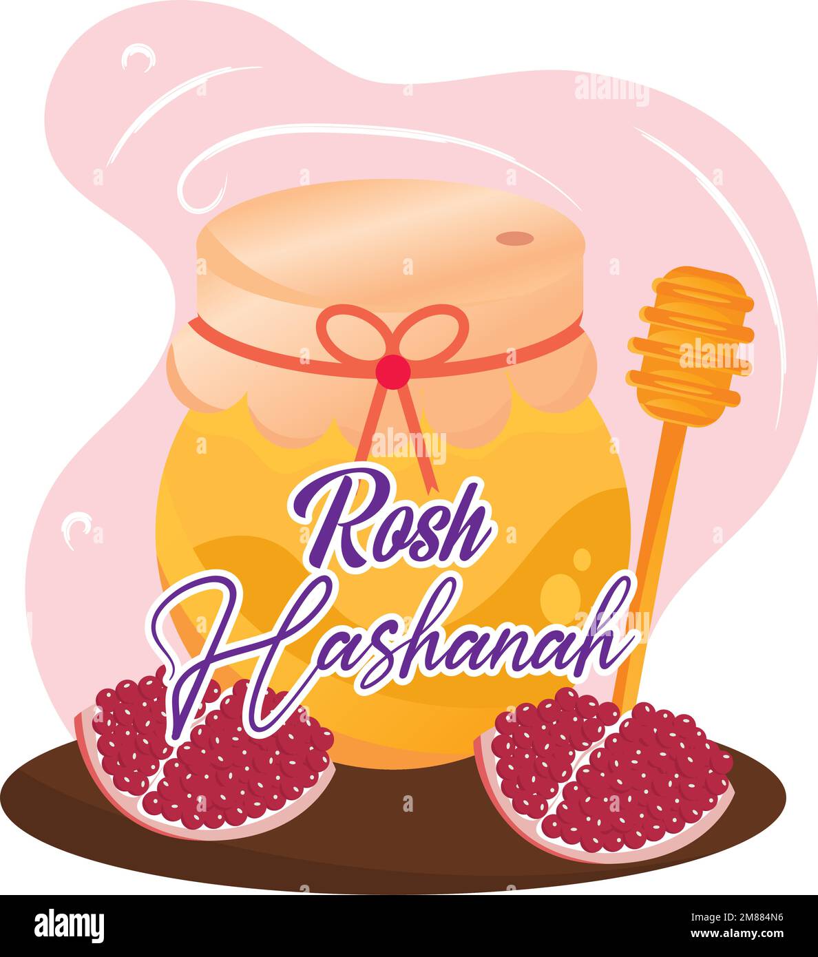 Cute rosh hashanah poster Honey har with cut pomegranates Vector Stock ...