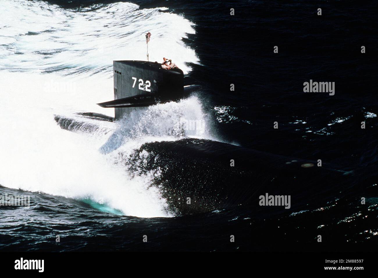 A starboard bow view of the nuclear-powered attack submarine KEY WEST ...