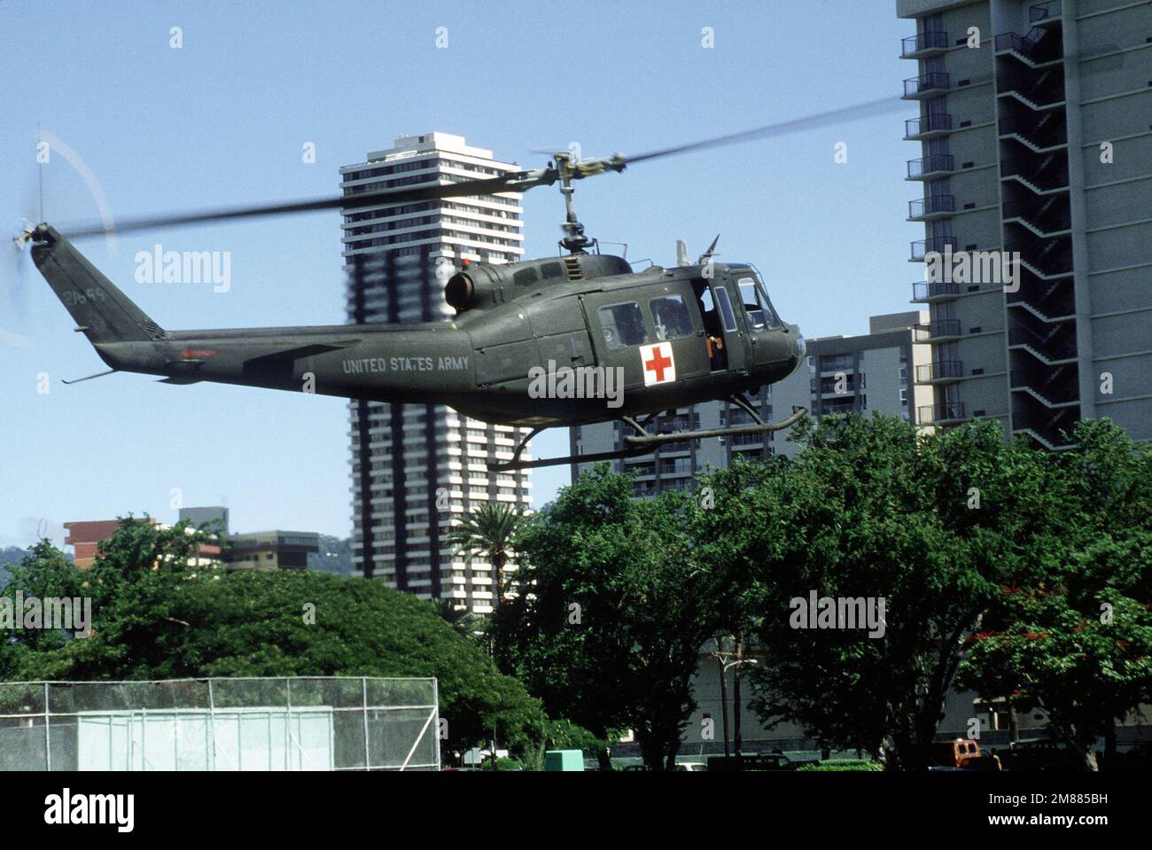 A UH-1V Iroquois helicopter from the 68th Medical Detachment returns to ...