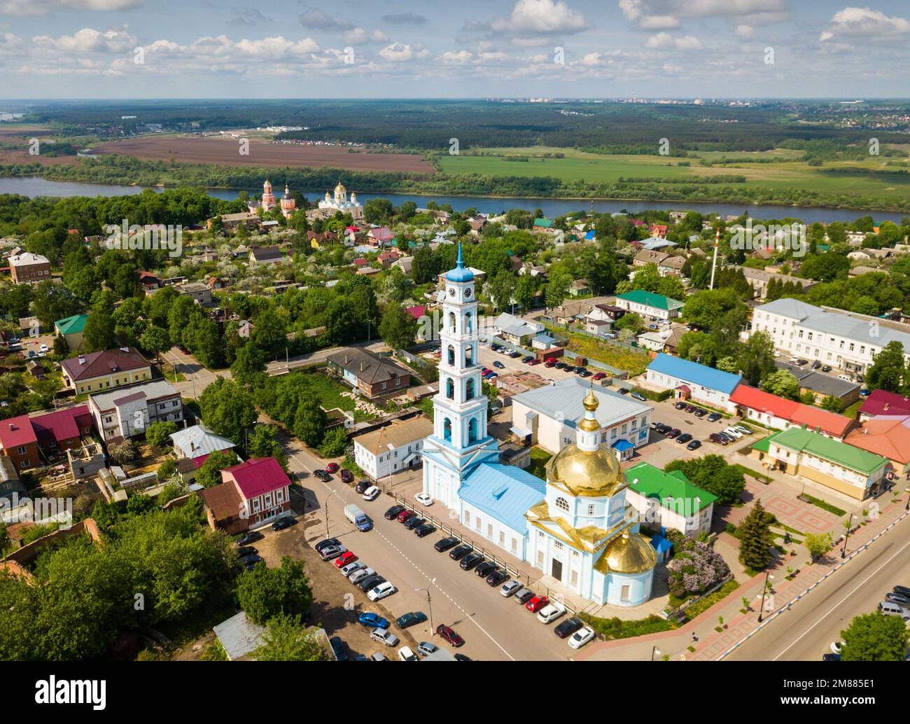 View from drone of Kashira with Vvedenskaya church Stock Photo - Alamy