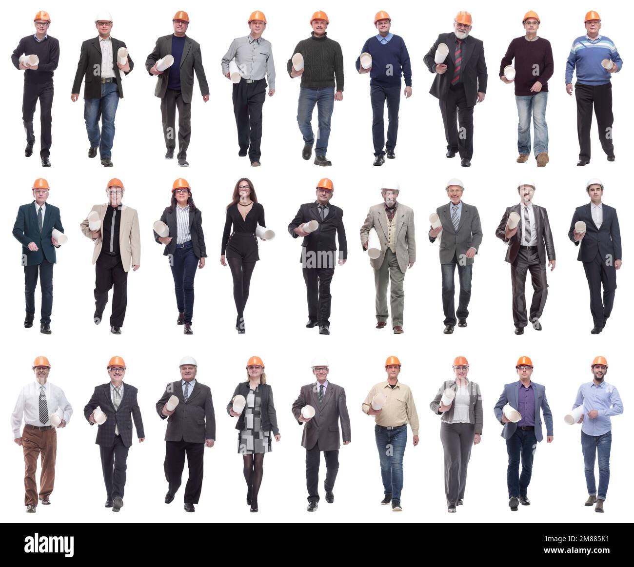 collage of successful architects walking towards the camera isolated on ...