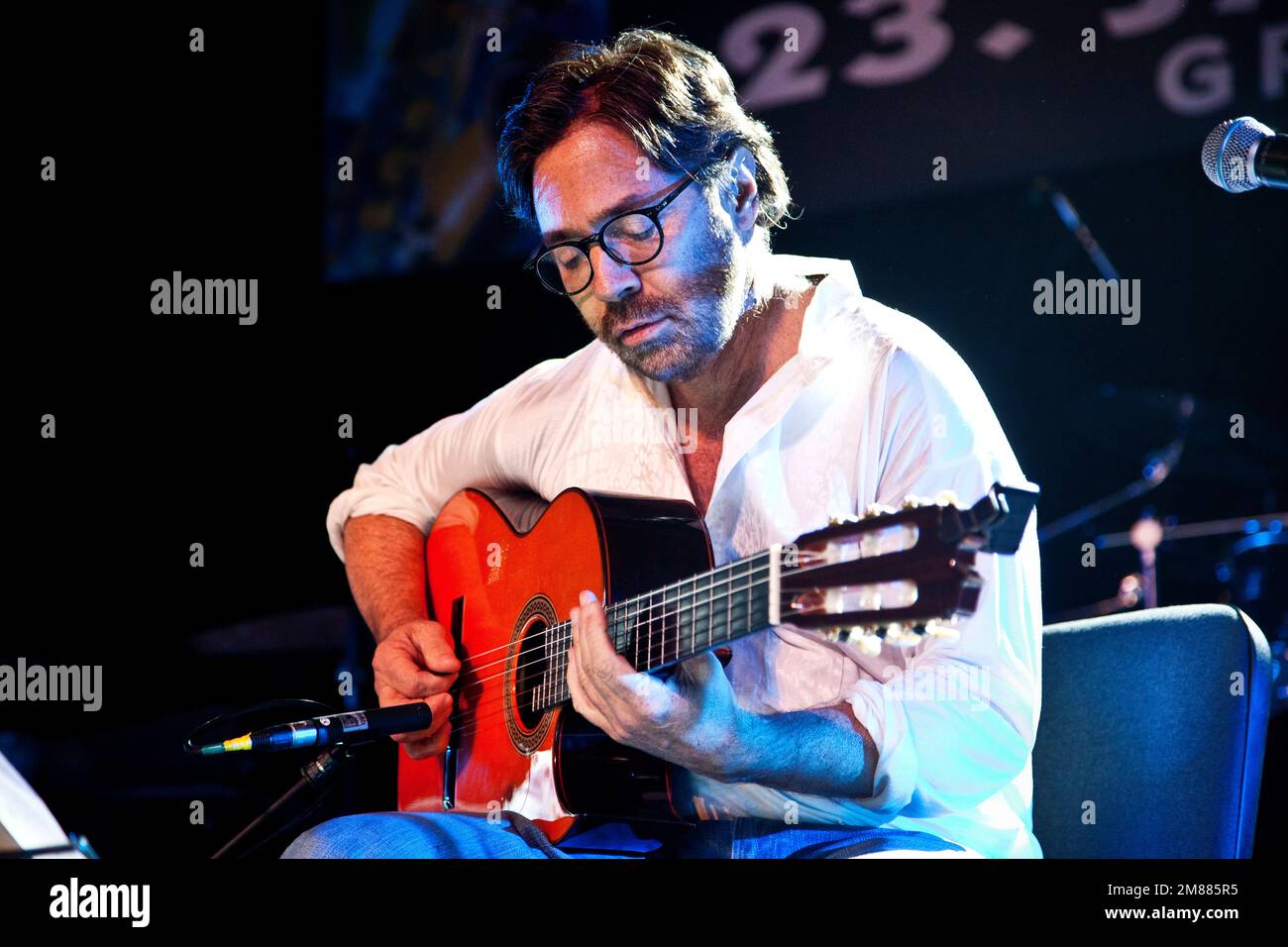 Jazz guitarist Al Di Meola with a acoustic guitar live on stage Stock ...