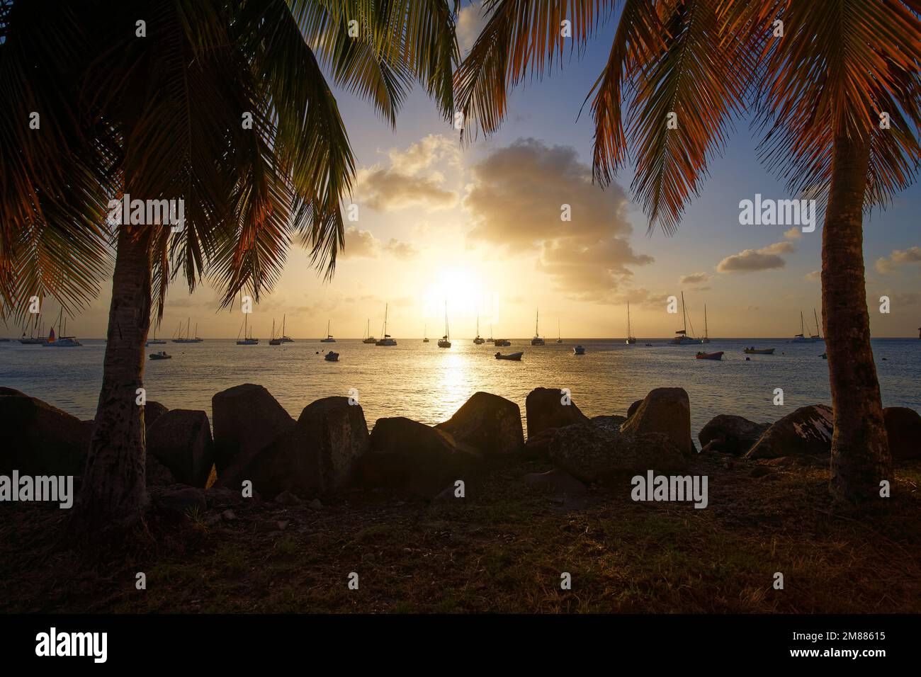 The beautiful sunset on Martinique French West Indies Stock Photo - Alamy