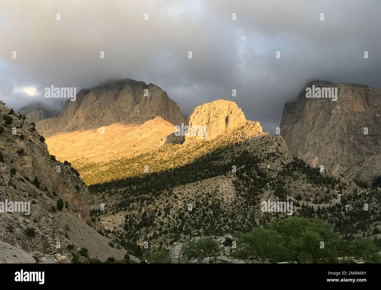 Sunset at Emli Valley and Mount Kaletepe on Aladaglar National Park in ...