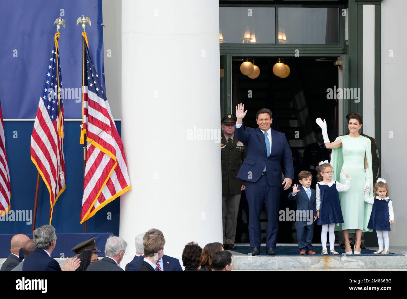 Florida Gov. Ron DeSantis, left, stands with his wife Casey, right, and ...