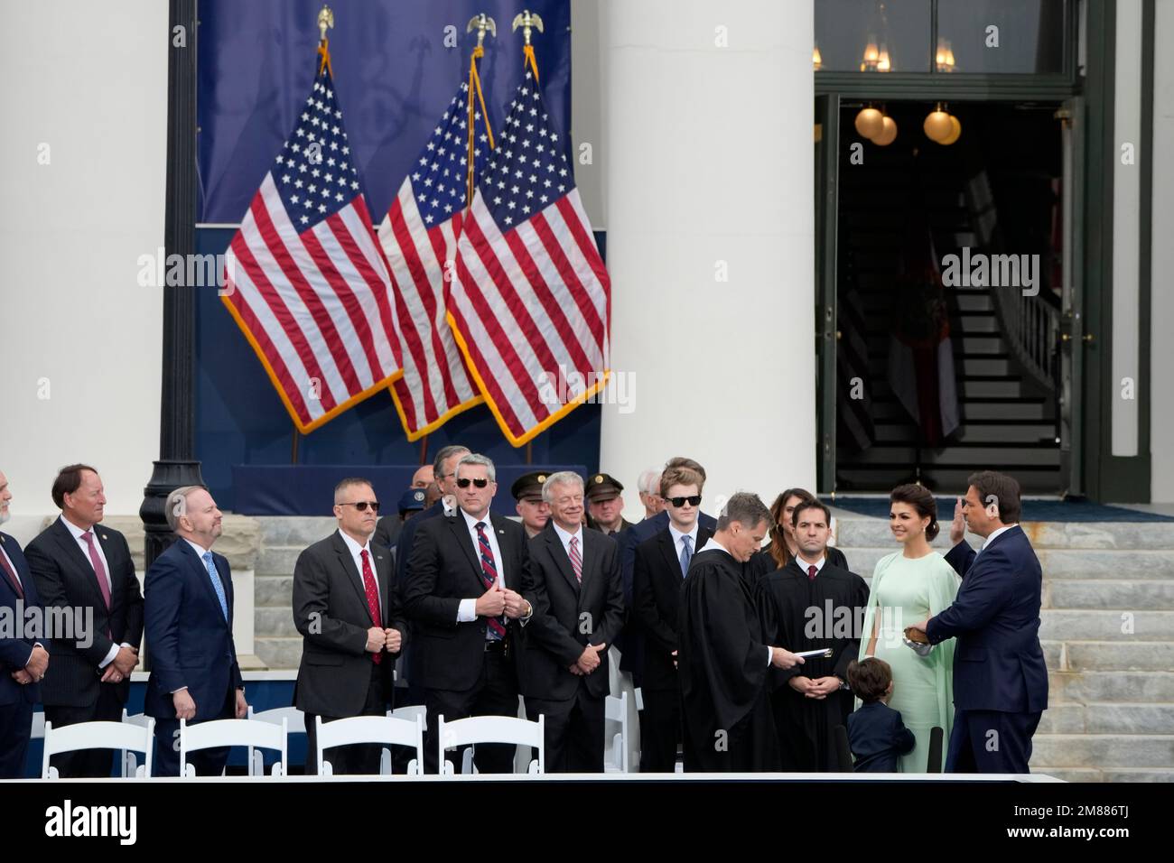 Florida Gov. Ron DeSantis, right, stands with his wife Casey and son ...