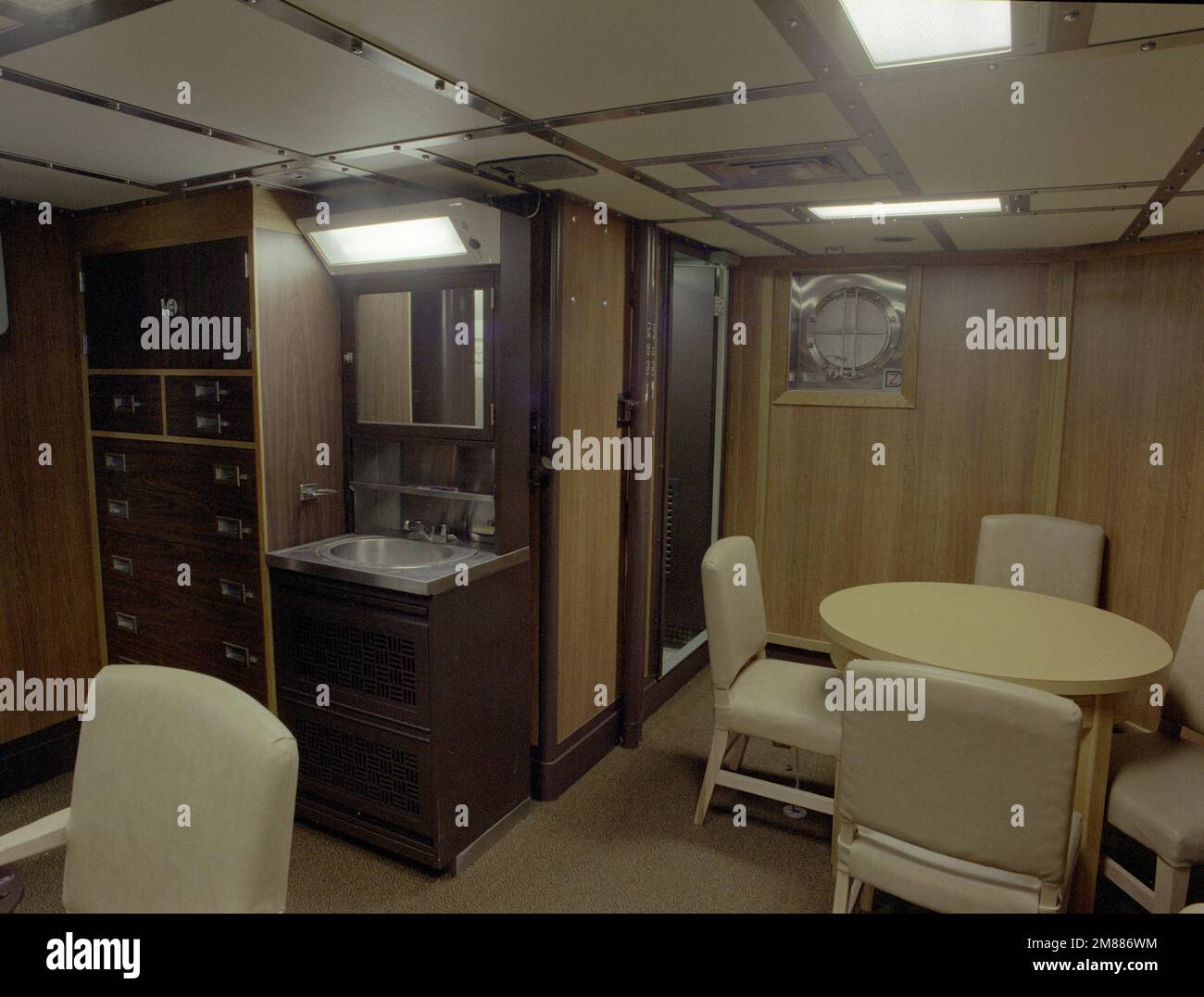 A view of the commanding officer's stateroom aboard the mine ...